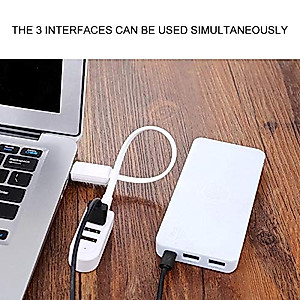 Lysee Data Cables - 3usb Multi-Function 3A Charger Converter spliltter Extension line Expansion Multi-Port HUB hub for Laptop - (Color: White, Cable Length: 30CM)