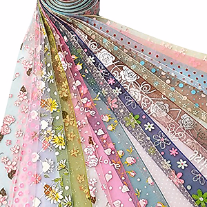 Chenkou Craft Random 20 Yards 1" 25MM Mix Lots Spring Summer Organza Ribbon Assorted Dots Bow Flower Love Heart Rose (Organza Ribbon 1")