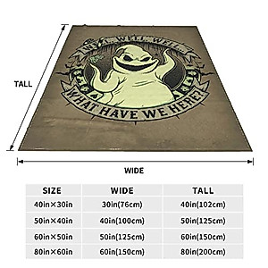 XPARSLY Before Christmas Cartoon Art Flannel Fleece Blanket with Pompom Fringe, Warm Washable Twin Size Positive 60"x50" inch Bed Blanket Throw Blanket fit for Couch Sofa Bed Room Chair