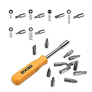 DEKOPRO 65 Pieces Tool Set General Household Hand Tool Kit with Storage Case Plastic ToolBox