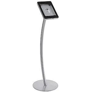 iPad Kiosk Display Stand for Floor, Curved Post, Rotating and Tilting, Locking Enclosure - iPad 2, 3, 4 and Air, Hidden Home Button