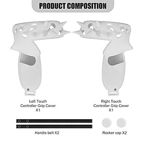 Esimen Grip Cover Face Silicone Cover for Oculus Quest 2 Knuckle Strap Set, Premium Silicone Protective Accessories Anti-Throw Sweatproof Lightproof – 3 Pack (White)