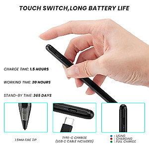 Chromebook Flip 2-in-1 Touchscreen Laptop Stylus Pen, Active Pen Digital Capacitive Stylus for ASUS Chromebook Flip 2-in-1 Laptop Stylus with Ultra Fine Tip,Touch-Control and Rechargeable,Black