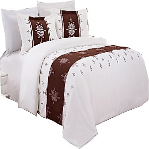 sheetsnthings Eleanor Luxury 4pc Embroidered Comforter Set Includes 3pc Duvet Cover Set and One Down Alternative Comforter (King/California King)