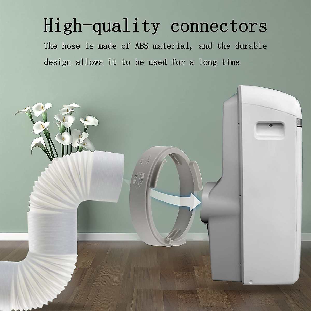 Portable Air Conditioner Exhaust Hose Connector, Round Tube Conditioner Adapter Exhaust Duct Vent Kit (white)