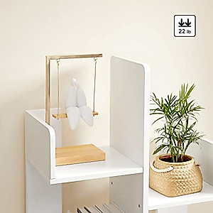 VASAGLE Bookcase, Tree-Shaped Bookshelf with 8 Storage Shelves, Rounded Corners, White 9.8D x 19.7W x 55.1H in, Engineered Wood