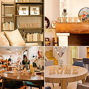 4 Inch DIY Wooden Letters for Crafts Easter Alphabet Letters for Table Decoration Paintable Decorative Letters Standing Letters Slices Sign Board Decoration for Craft Home Party Projects (A Style)