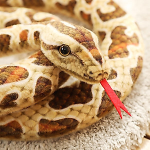 80" Snake Stuffed Animal Plush, Realistic Curling Giant Snake Plush Toys for Kids Zoologist Halloween Costume, Lifelike Boa Constrictor Stuff Snake Soft Plushies Toy Gifts for Kids Birthday