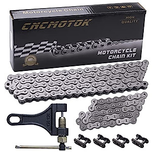 CNCMOTOK 420 Jackshaft Chain 42Link+Standard Roller Chain 90 Link+ Chain Breaker, fit for Coleman BT200X CT200U Trail 200 CT200U-EX Baja TrailMaster Warrior Heat 196cc Powersports Mini Bike Part