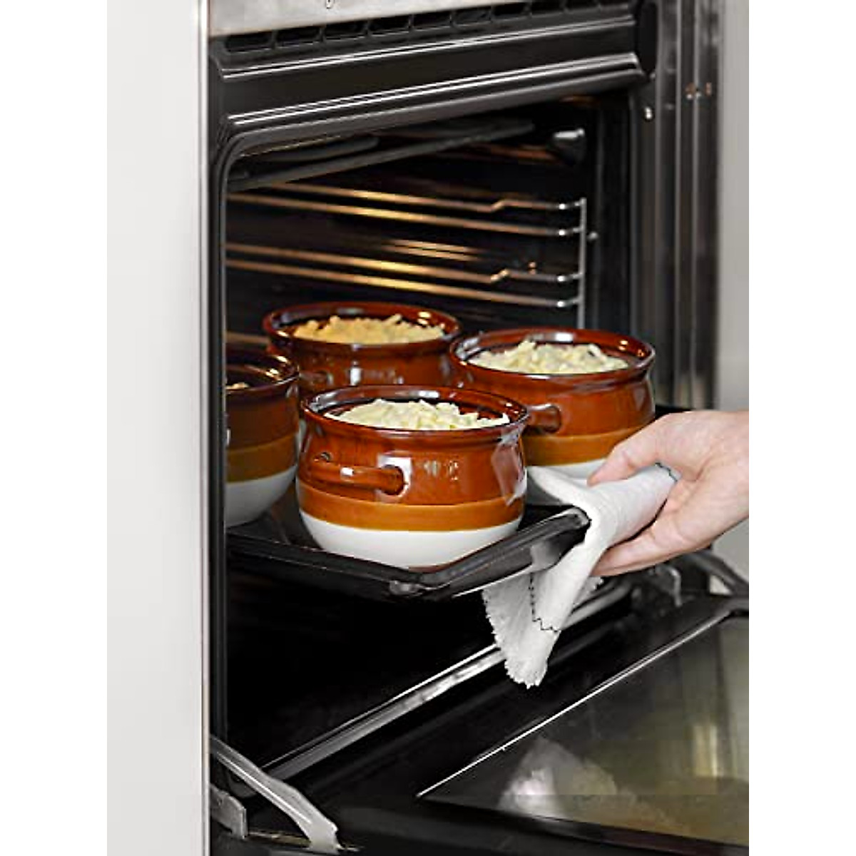 LE TAUCI French Onion Soup Crocks with Handles, 22 Ounce Ceramic Soup Bowls for Soup, Chili, Beef Stew, Set of 4, Oven & Broil Safe