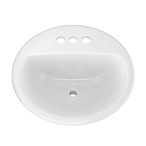 PROFLO PF194RWH PROFLO PF194R Rockaway 19" Circular Vitreous China Drop In Bathroom Sink with Overflow and 3 Faucet Holes at 4" Centers