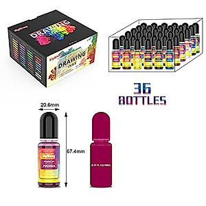 Alcohol Ink Set - 36 Bottles Vibrant Colors High Concentrated Alcohol-Based Ink, Concentrated Epoxy Resin Paint Colour Dye Great for Resin Petri Dish, Coaster, Painting, Tumbler Cup Making(10ml Each)