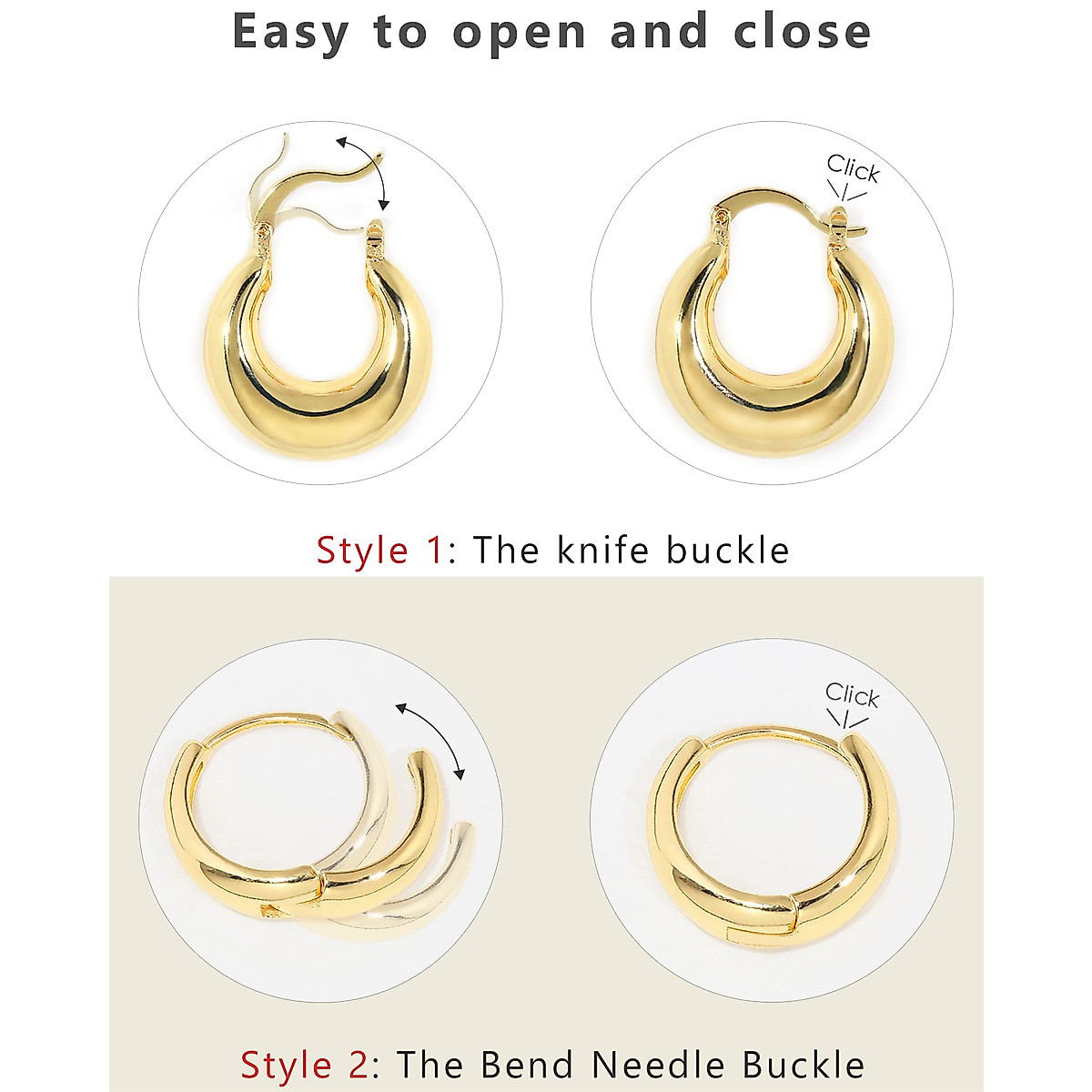 Adoyi 7 Pairs Gold Hoop Earrings Set for Women 14K Gold Plated Chunky Twisted Gold Hoops Set Hypoallergenic Small Big Large Huggie Hoop Earrings Pack for Women Gift Lightweight ball earrings