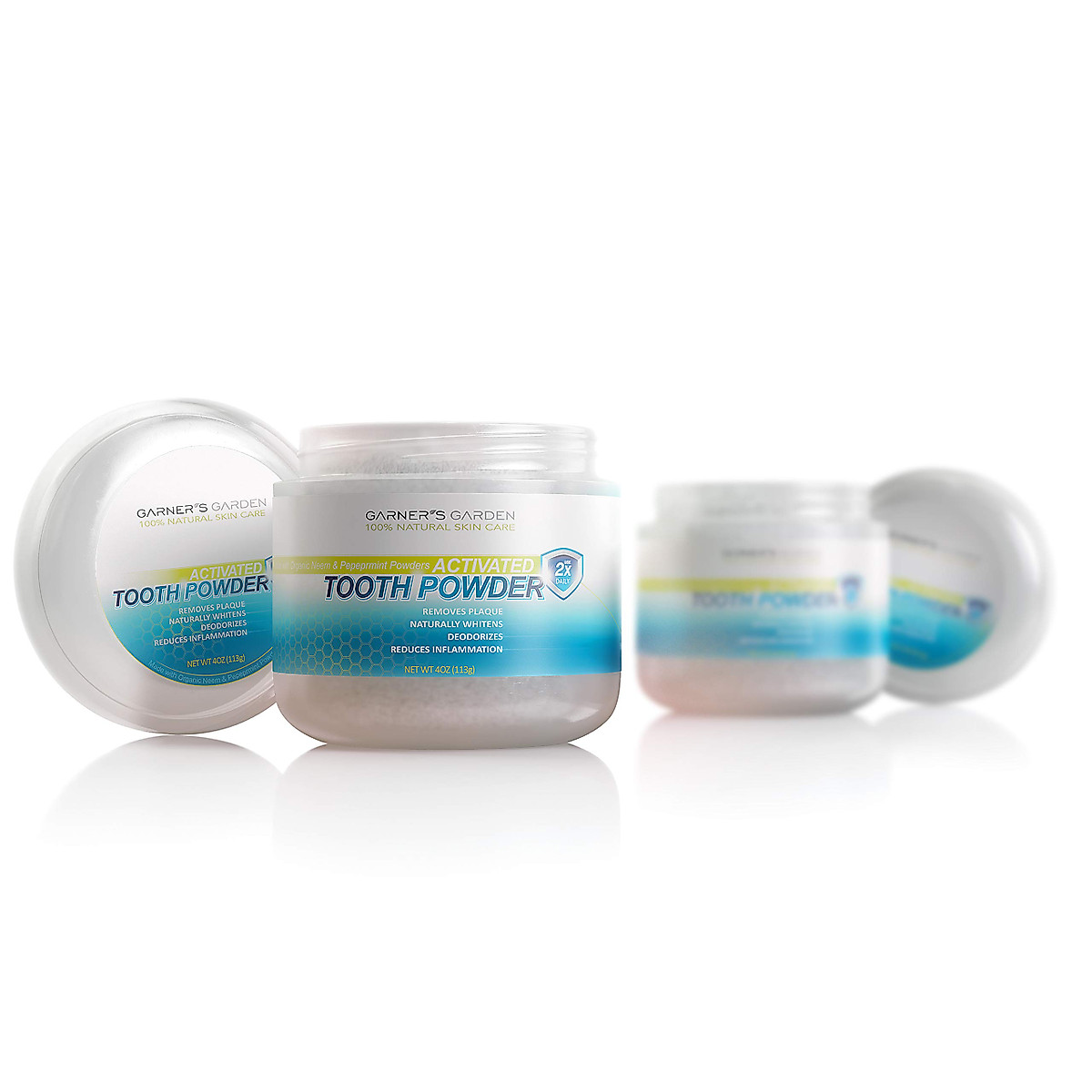 Garner's Garden Activated Tooth Powder 4 oz, Flouride Free, Remineralizes, Removes Plaque, Naturally Whitens, Deodorizes, Reduces Inflammation