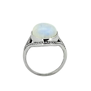 YoTreasure Rainbow Moonstone Solid 925 Sterling Silver Ring Jewelry
