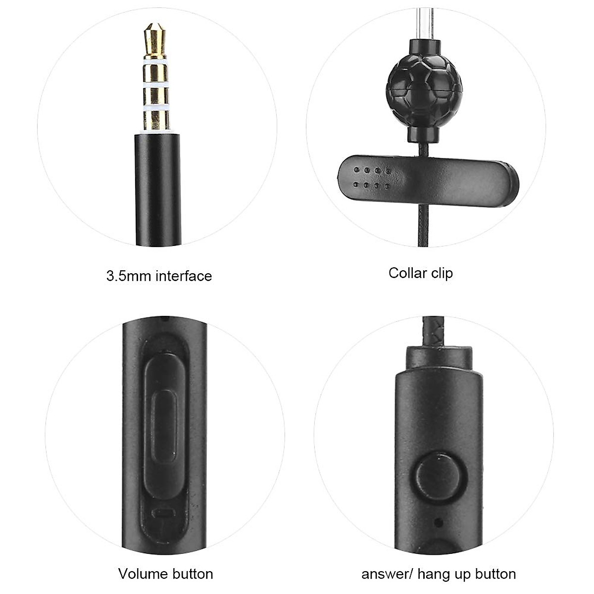 ASHATA 3 Sets Air Tube Headset, Single Earbud, 3.5mm Anti Radiation Noise Reduction Wire Control Headphone with Mic,Air Tube Acoustic Earbuds with Collar Clip