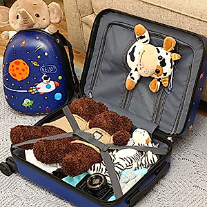 Kids Luggage and Backpack 18" Suitcase with Spinner Wheel Hard Case Travel Suitcase 13" Backpack Girl Suitcase Set for Kids Travel Suitcase Supplies (Blue, Spaceman Style)
