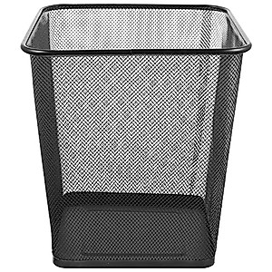 Metal Trash Bin Square Metal Wire Mesh Waste Basket Garbage Trash Can Mesh Waste Paper Bin Waste Basket for Kitchen Home Office Dorm Room Living Room Desk Bedroom L