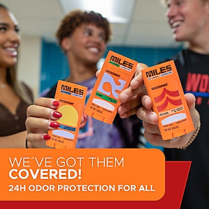 Miles - Deodorant for Teens, Tweens, & Kids - No Aluminum, Odor-Neutralizing Technology, Kid Friendly - Rugged Scent - 2-Pack