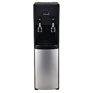 Primo Bottom-Loading Water Dispenser - 2 Temp (Hot-Cold) Water Cooler Water Dispenser for 5 Gallon Bottle w/Child-Resistant Safety Feature, Black and Stainless Steel