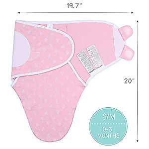 The Peanutshell Swaddle Blankets for Baby Girls, Cheetah & Ditsy Floral, 3 Pack Wrap Set, 2 Sizes (Small/Medium)