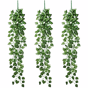 Omldggr 3 Pieces Artificial Hanging Ivy Vine Artificial Hanging Plants for Indoor Outside Home Garden Office Decor