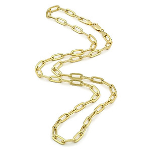 Nuragold 14k Yellow Gold 7mm Paperclip Elongated Rolo Cable Link Chain Pendant Necklace, Womens Jewelry Lobster Clasp 16" 18" 20" 22" 24"