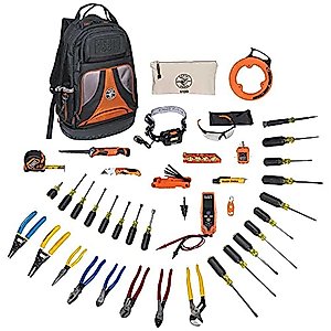 Klein Tools 80141 Hand Tools Kit includes Pliers, Screwdrivers, Nut Drivers, Backpack, and More Jobsite Tools, 41-Piece