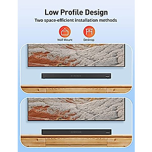 Sound Bars for TV, Wireless Bluetooth 5.3 Sound Bar TV Speaker, TV Audio 3 Equalizer Modes, Opt/AUX/ARC Connection, DSP Bass Stereo Audio with Remote Control, Wall Mountable for Home, TV, PC