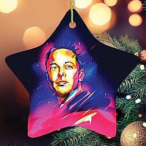 Pop Culture, Movie, and Music Themed Trendy Christmas Ornaments (Elon Musk Christmas Ornament, Abstract Digital Art SpaceX)