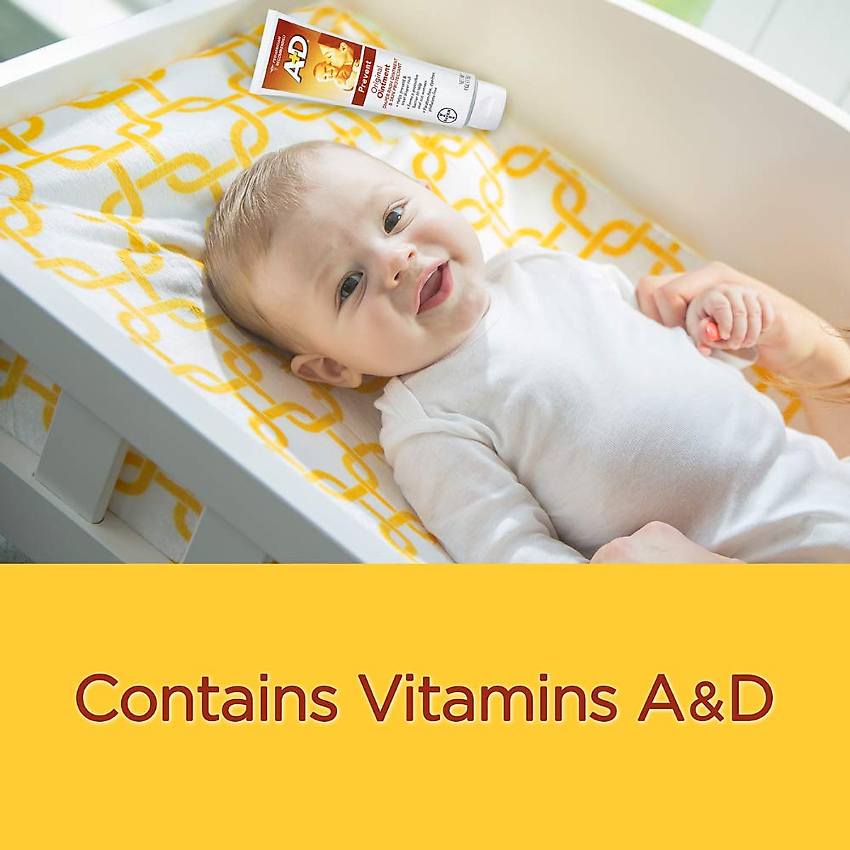 A+D Original Diaper Rash Ointment, Baby Skin Protectant With Lanolin and Petrolatum, Seals Out Wetness, Helps Prevent Diaper Rash, 4 Ounce Tube, Packaging May Vary