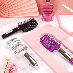 Patelai 4 Pieces Vent Hair Brushes Detangling Curved Brushes Massage Vented Styling Hair Comb Barber Hairdressing for Women,4 Color