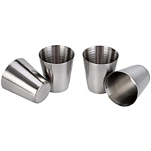 Stainless Steel Shot Cups Shot Glass Drinking Metal Shooters Leather Cup Holder For Whiskey Tequila Liquor Great Barware Gift 4Pcs/Set Durable processing