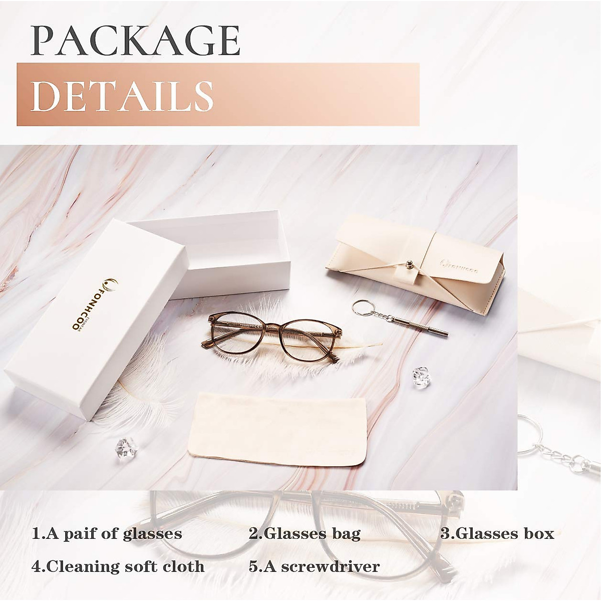 FONHCOO Blue Light Blocking Glasses Women Men TR90 Round Computer Eyeglasses (Coffee)