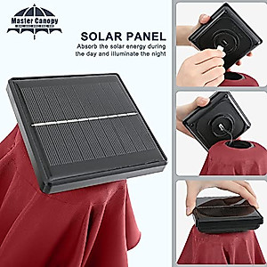 MASTERCANOPY Patio Umbrella with 32 Solar LED Lights for Outdoor Market Table -8 Ribs(7.5ft,Burgundy)