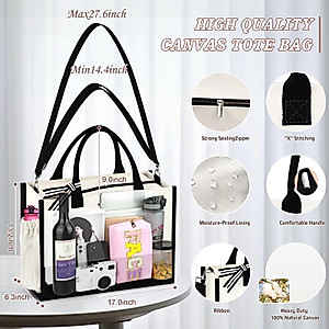 QLOVEA Womens Tote Bag, Initial Canvas Bag with Pockets and Shoulder Strap, Personalized Beach Bag with Zipper Birthday Gifts for Friends Female Monogrammed Gifts Reusable Gift Bag Letter J