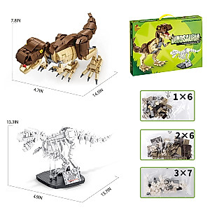 BEENLE Dinosaur Fossils Building Kit for Kids Building Dinosaur Blocks Toys Toddler Creative Thinking 2 Pack Dino Block Playset Kit Educational Kit Stem Toys Gifts for 6+ yr Boys Girls (906 PCS)