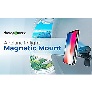 ChargeWorx Airplane Magnetic Phone Mount & Tablet Mount | Universal In Flight Airplane Phone Holder Mount | 360 Degree Rotation Tablet Holder for Airplane | Tray Table Viewing for Smartphones, Tablets