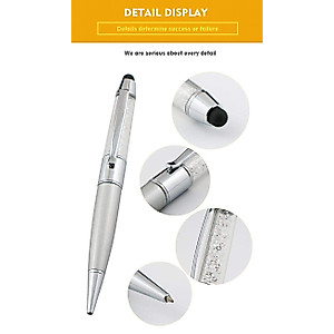 ProductsForYou 3 in 1 Crystal USB Pen with Stylus, Writing Ballpoint Pen with 8GB Hidden USB Flash Drive, Travel and Business Gift for Men and Women, Stylus Pen Compatible with iPad, Tablets, iPhone