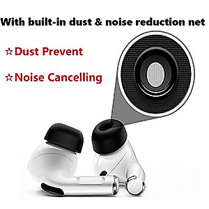 JNSA Large Size Memory Foam Ear Tips Compatible with Apple AirPods Pro, Noise Cancelling Comfortable Foam Tips with Built-in dust Guard net,[Fit in Case], Black 2 Pairs Sets,L