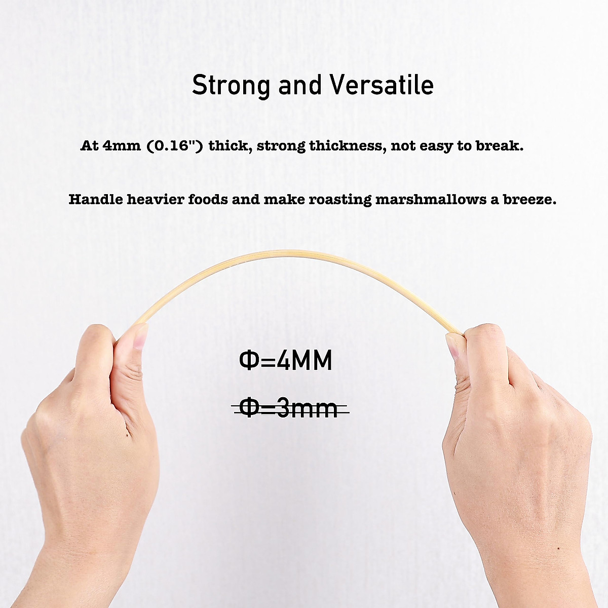 DESIOLE Natural Bamboo Skewers, 100Pcs 10Inch BBQ Sticks for Appetiser, Fruit, Cocktail, Kabob, Chocolate Fountain, Grilling, Barbecue, Kitchen, Crafting, Gardening and Party