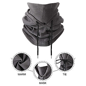 Syhood 3 Pieces Winter Fleece Balaclava Ski Tactical Heavyweight Balaclava (Black, Grey,2 Pieces)