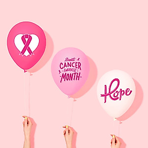 60PCS Breast Cancer Awareness Balloons – Pink Ribbon Hope Month Indoor Outdoor Party Decorations Supplies Ornaments