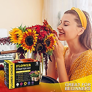 Indoor Daisy Garden Starter Kit, 5 Non-GMO Flower Seeds Planting Set with Gardening Tool Set - Jute Bags, Markers, Soil Disks and Shears, Home Gardening Gifts for Women Men Flower Plant Lovers