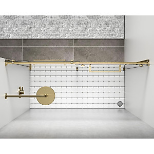 Elegant Kitchen and Bath SD202-6076BGD Frameless Shower Door 60 x 76 Brushed Gold