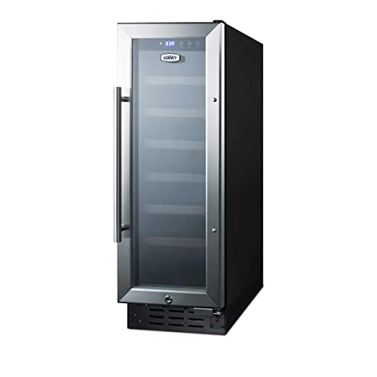 Summit Appliance SWC1224B Commercially Approved 12" Wide Built-in Undercounter Wine Cellar Designed for the Display and Refrigeration of Beverages with Digital Thermostat and LED Lighting