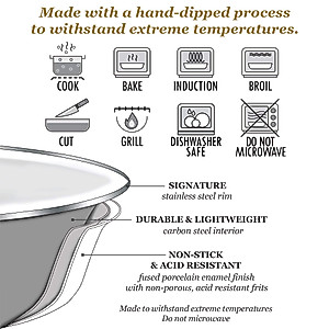 Golden Rabbit Enamelware - Black Swirl Pattern - Set of 4-14oz Soup Bowls