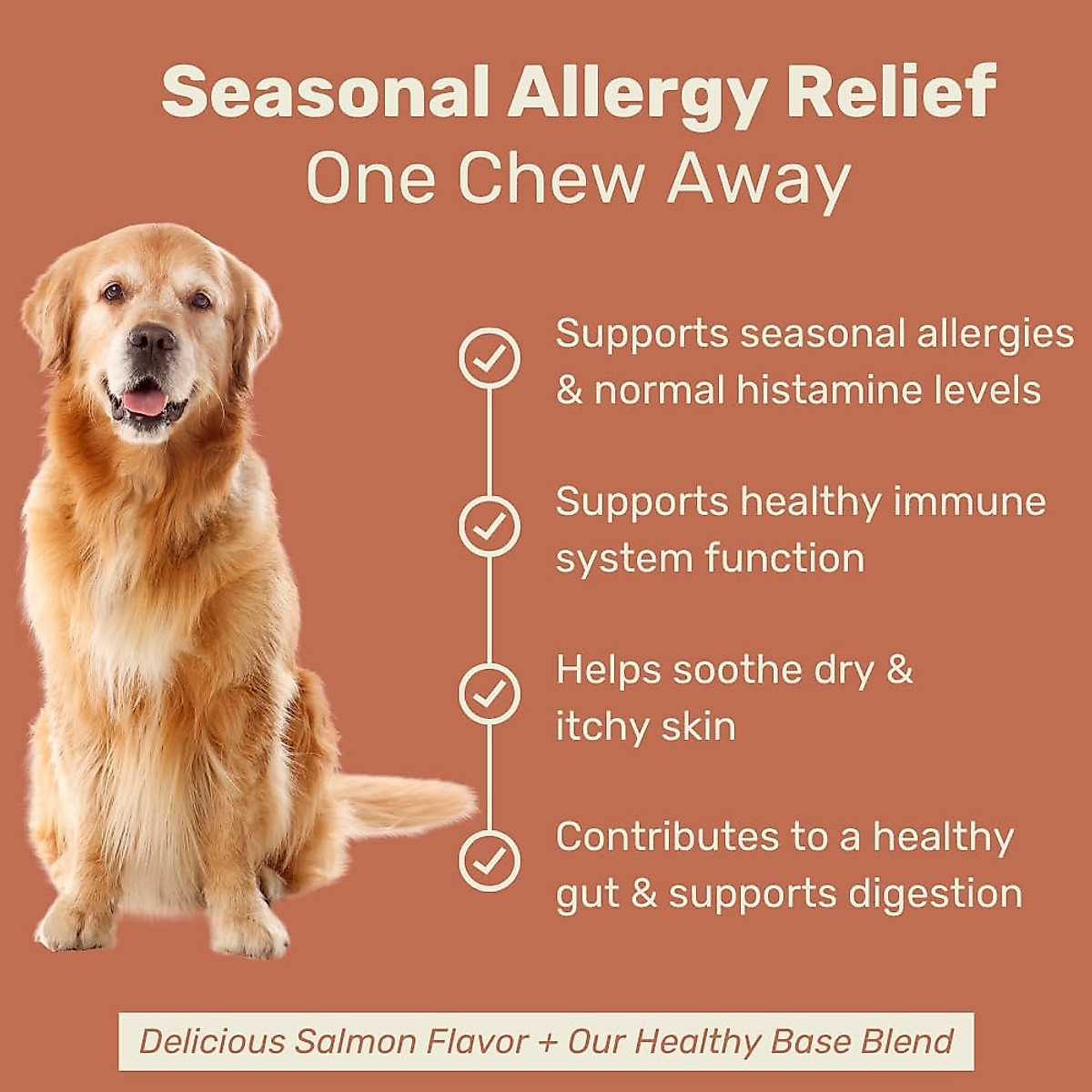 Canine Keeps Dog Allergy Chews - Itch Relief for Dogs – Omega 3 Salmon Fish Oil, Probiotics & Quercetin - Immune Support & Dog Allergy Relief Chews – Digestion + Skin & Coat Health - 90 Ct.