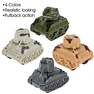 ArtCreativity Mini Pullback Tanks (Pack of 24) Fun Army Toys, Military Vehicles with Pullback Mechanism, Birthday Army Party Favors for Boys and Girls, Goodie Bag Fillers