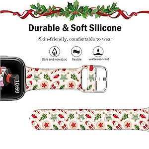 DOO UC Christmas Holiday Watch Bands Compatible with Fitbit Versa 2/Lite/SE, Happy Christmas Silicone Sport Strap Replacement for Men Women